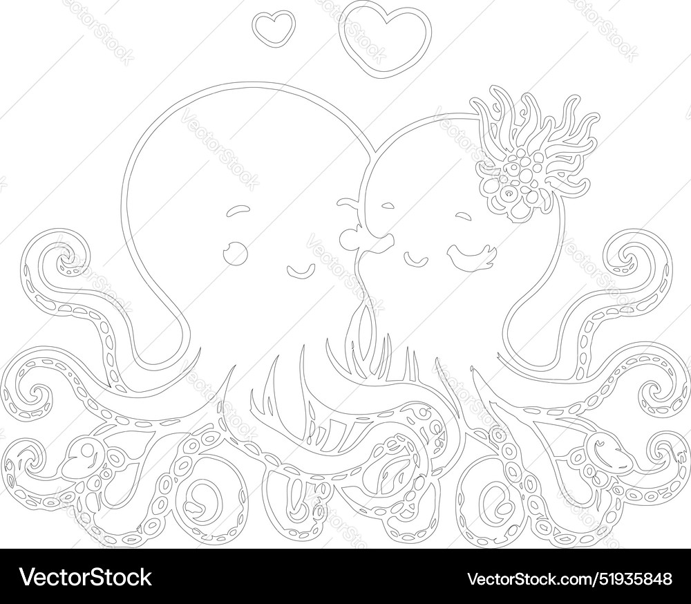 Cute octopus love stock Royalty Free Vector Image