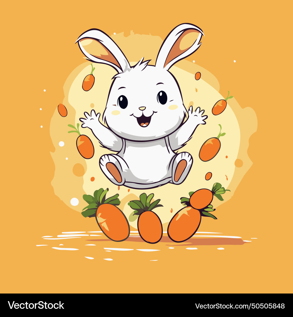 Easter bunny with carrots cute cartoon character Vector Image