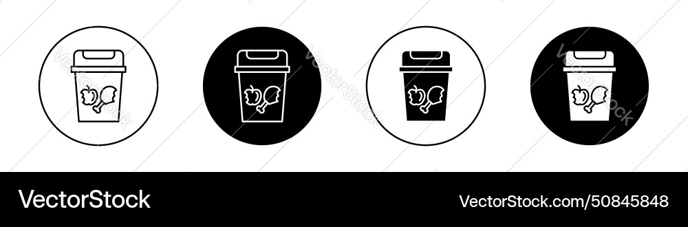 Food waste icon set trash symbol Royalty Free Vector Image