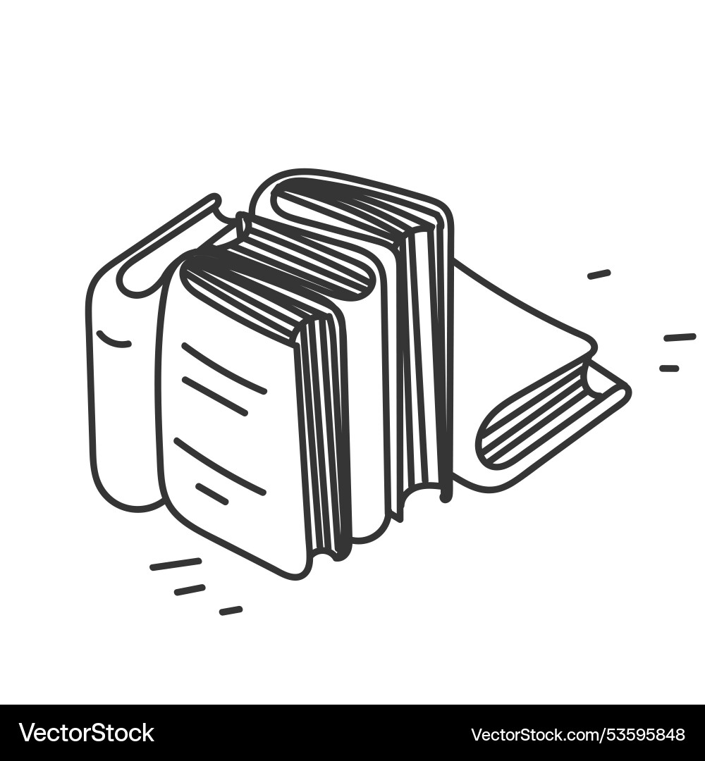 Hand drawn doodle stack of books Royalty Free Vector Image