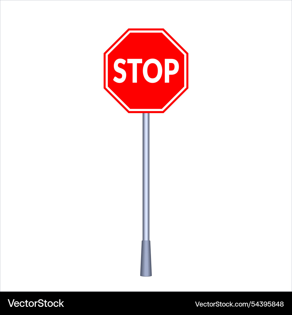 Image of stop sign with pole Royalty Free Vector Image