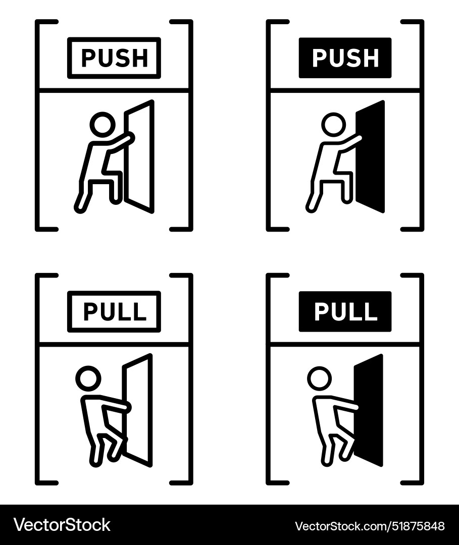Push and pull sign outline flat icon Royalty Free Vector