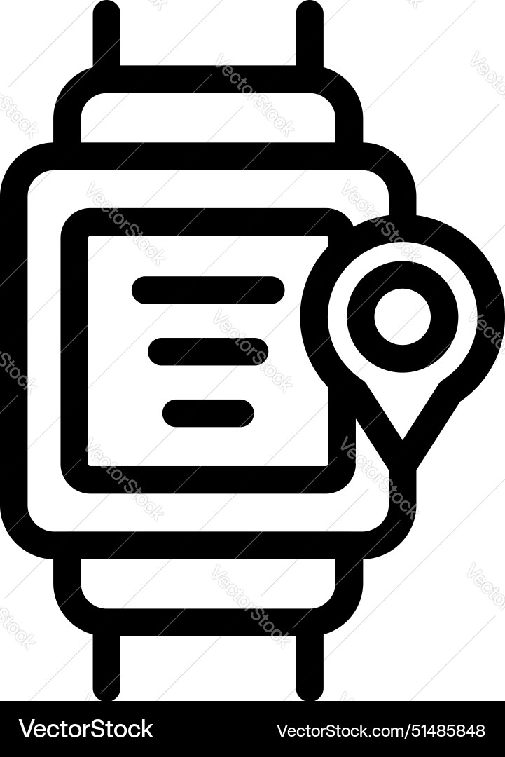 Smartwatch with navigation icon line art Vector Image