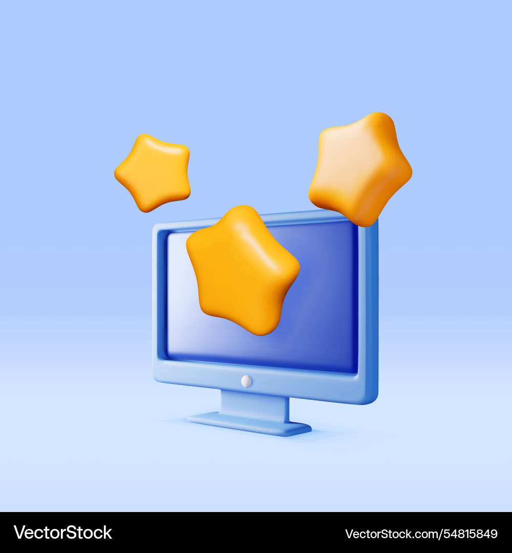 3d computer with customer feedback isolated Vector Image