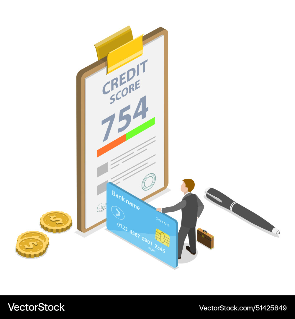 3d isometric flat of personal loan Royalty Free Vector Image