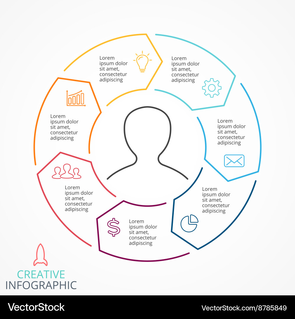 Circle arrows linear infographic diagram Vector Image