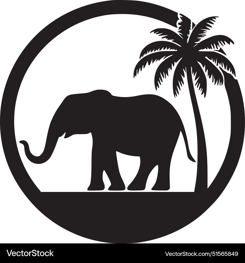 Elephant - black and white isolated icon Vector Image
