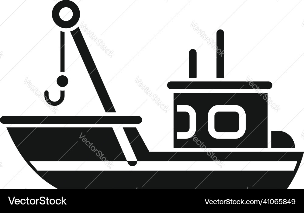 Fish boat net icon simple sea vessel Royalty Free Vector