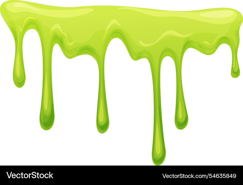Green melting liquid drop cartoon slime sticky Vector Image