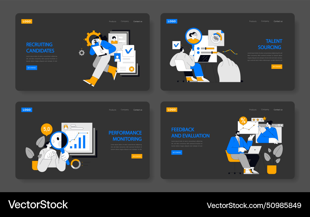 Human resources set Royalty Free Vector Image - VectorStock