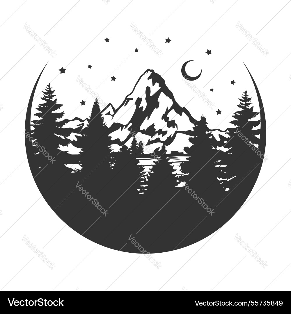 Mountain scene clip art design Royalty Free Vector Image