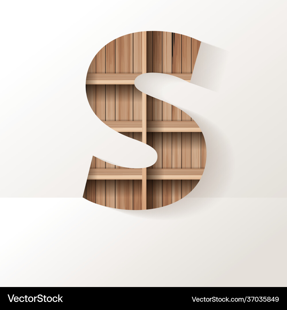 Wood shelf font design alphabet letter Royalty Free Vector