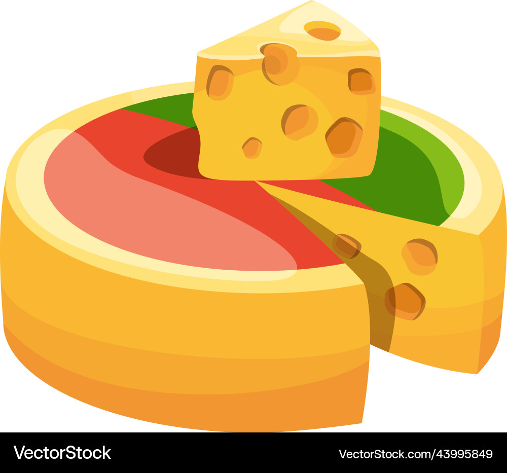 Wrapped cheese wheel round block cartoon icon Vector Image
