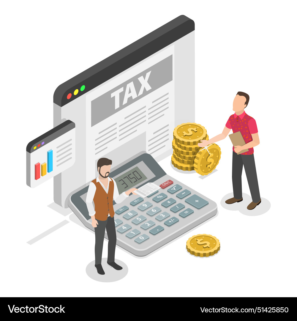 3d isometric flat of business Royalty Free Vector Image