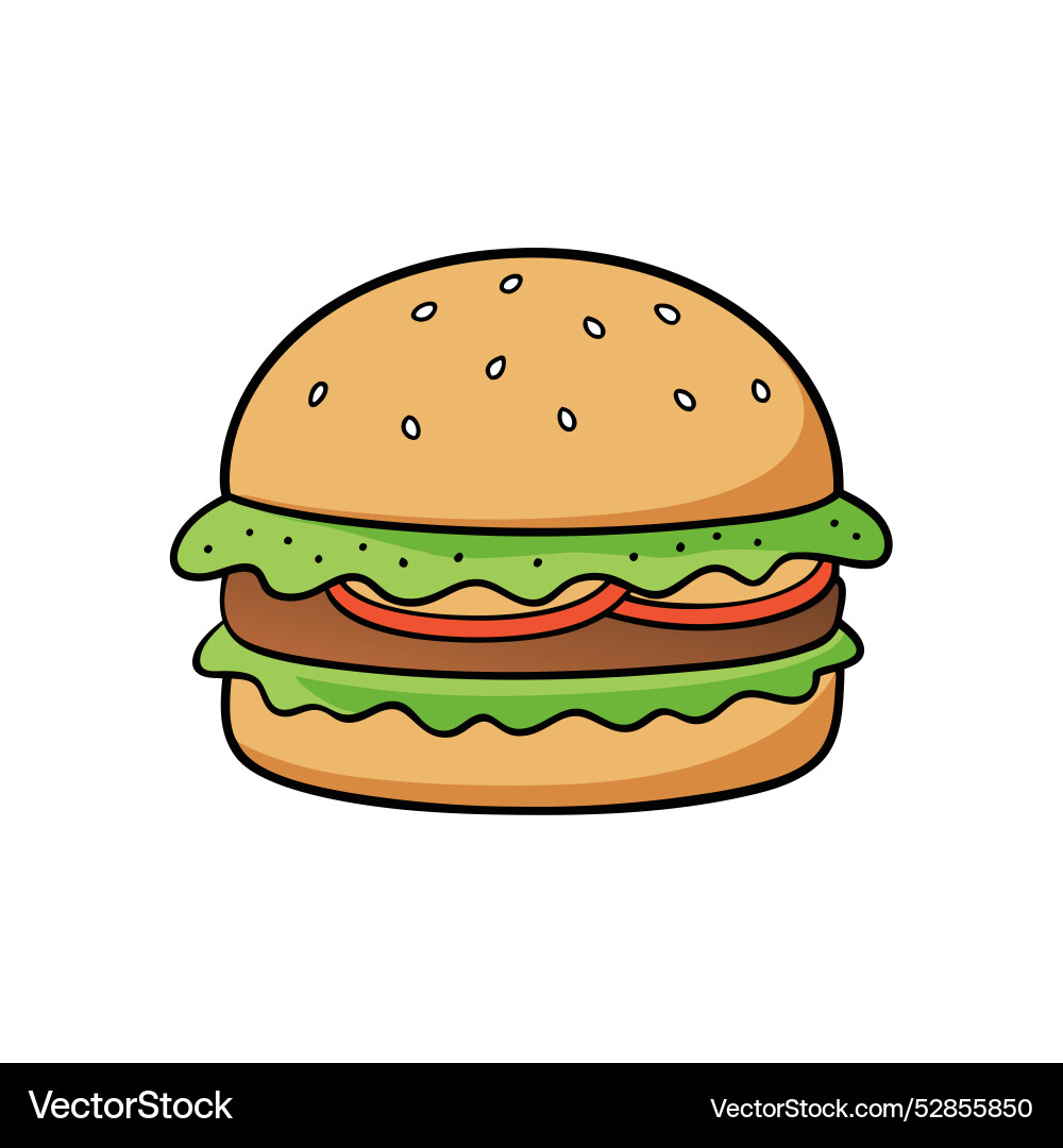 A burger with lettuce and onions Royalty Free Vector Image