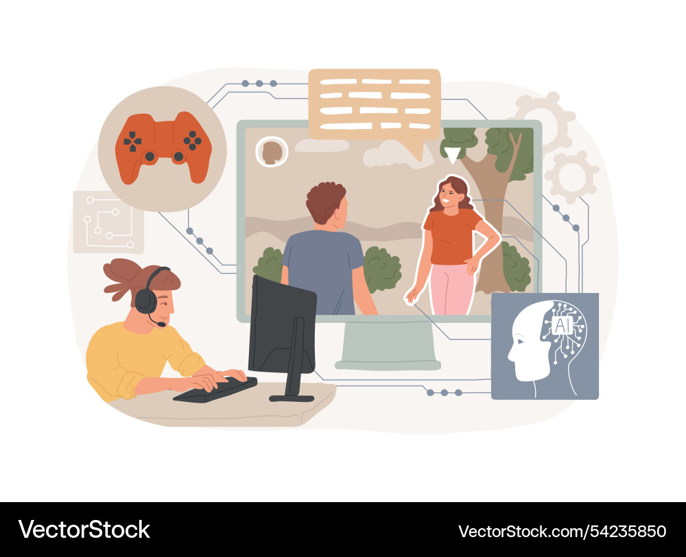 Ai-enhanced gaming abstract concept Royalty Free Vector