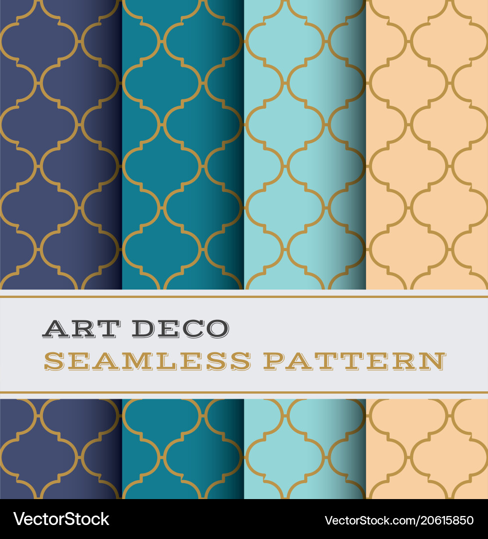 Art Deco Seamless Pattern - Gold & Blue – Royalty-Free Vector | VectorStock
