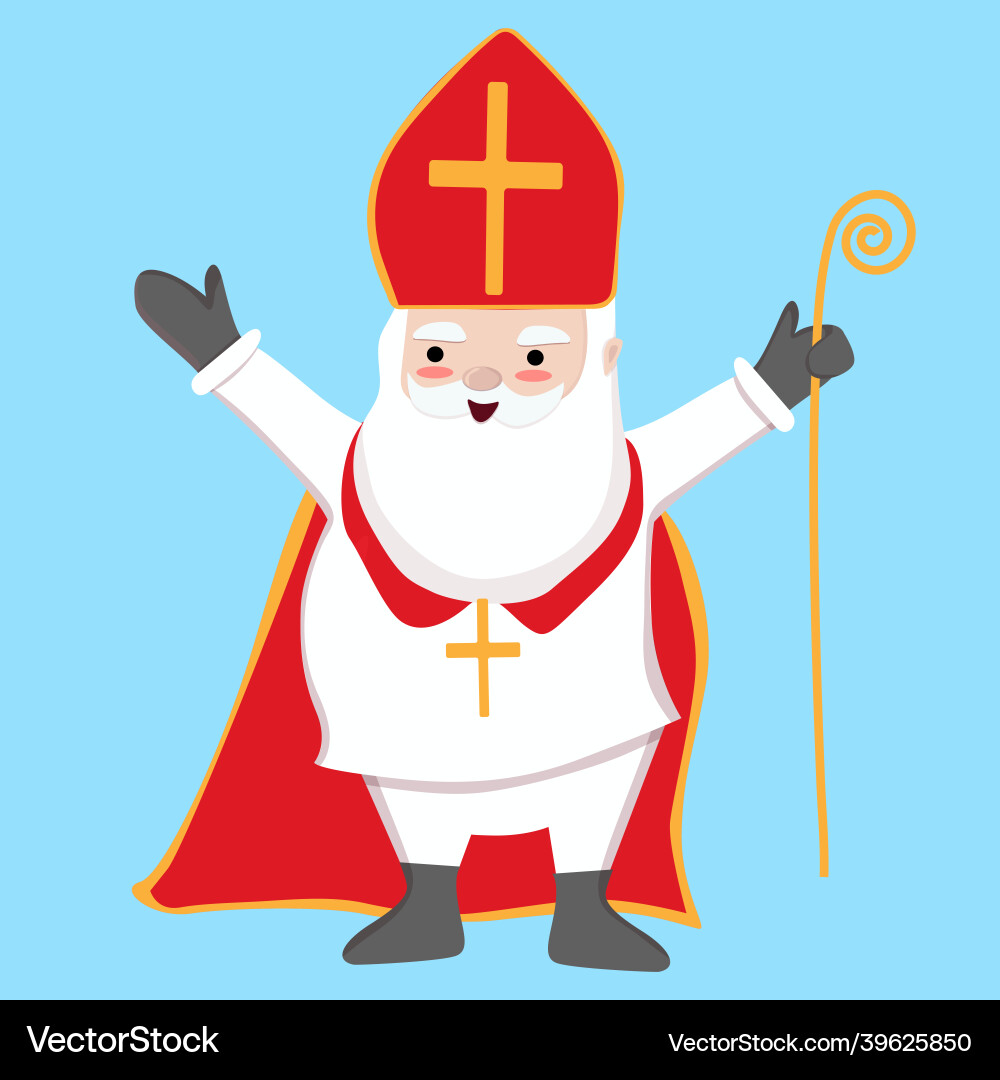 Cute saint nicholas in flat Royalty Free Vector Image