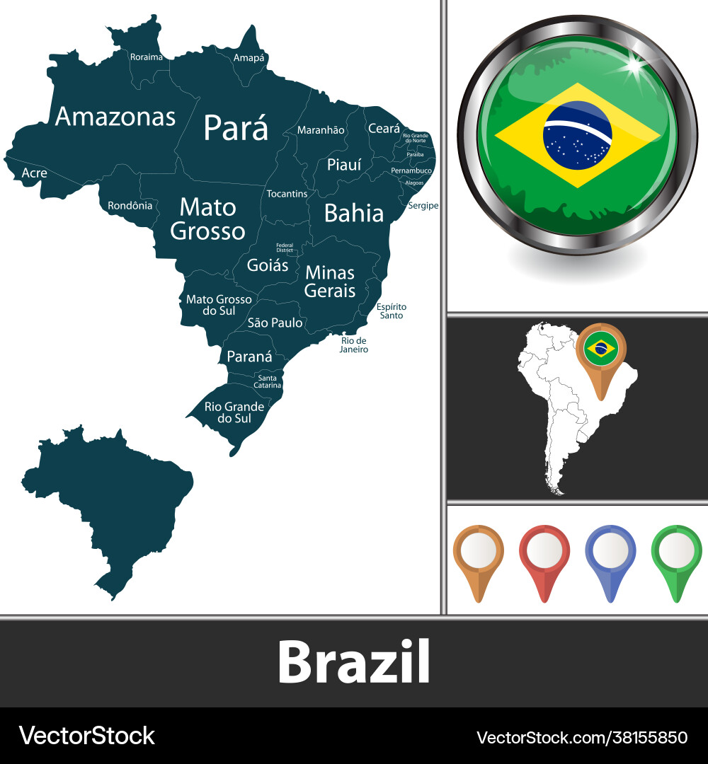 Map brazil Royalty Free Vector Image - VectorStock