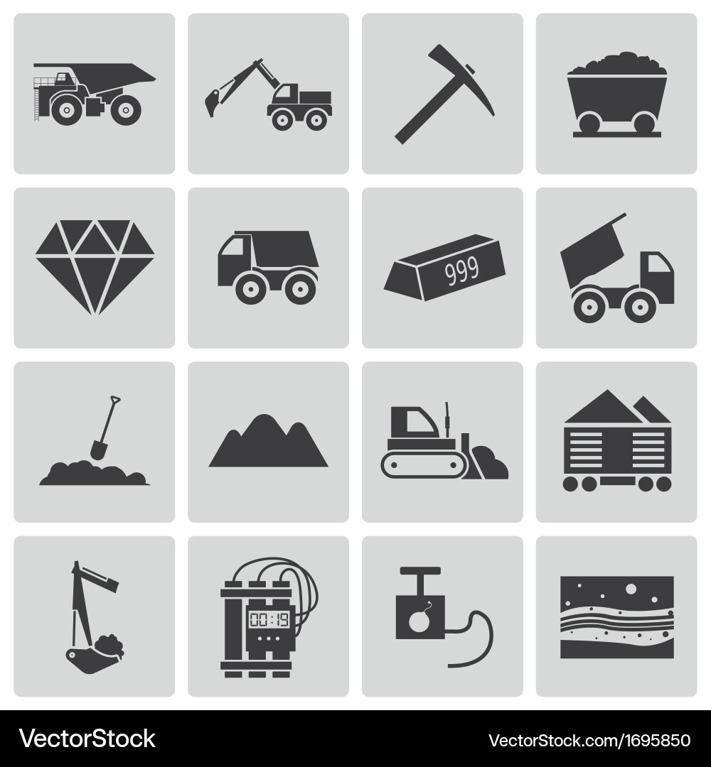 Mining Icon Set - Industrial Royalty Free Vector Image