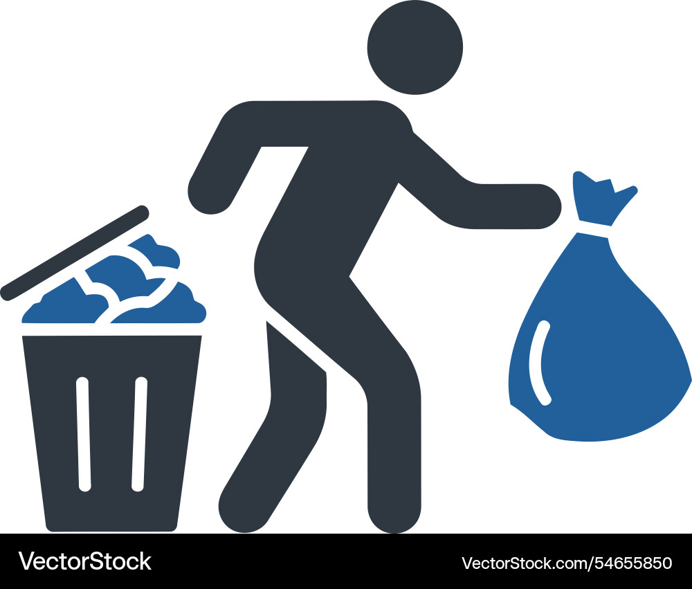 Person throwing trash bag icon Royalty Free Vector Image