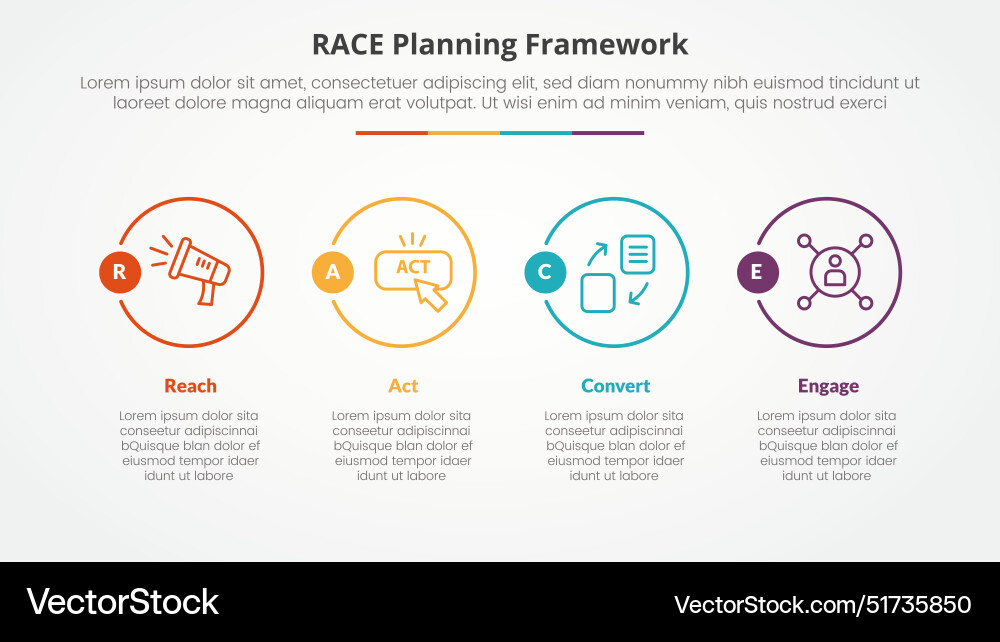 Race framework infographic concept for slide Vector Image