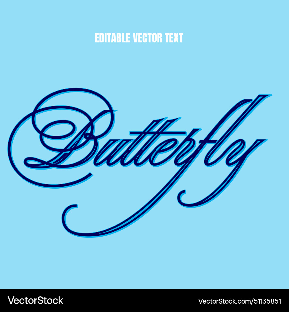 Butterfly text effect Royalty Free Vector Image