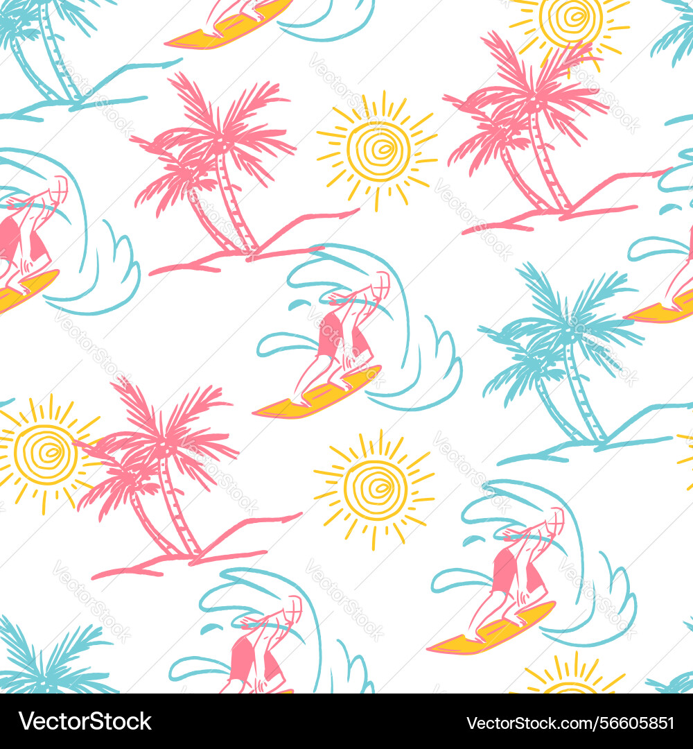 Colorful fun summer vacation seamless pattern Vector Image