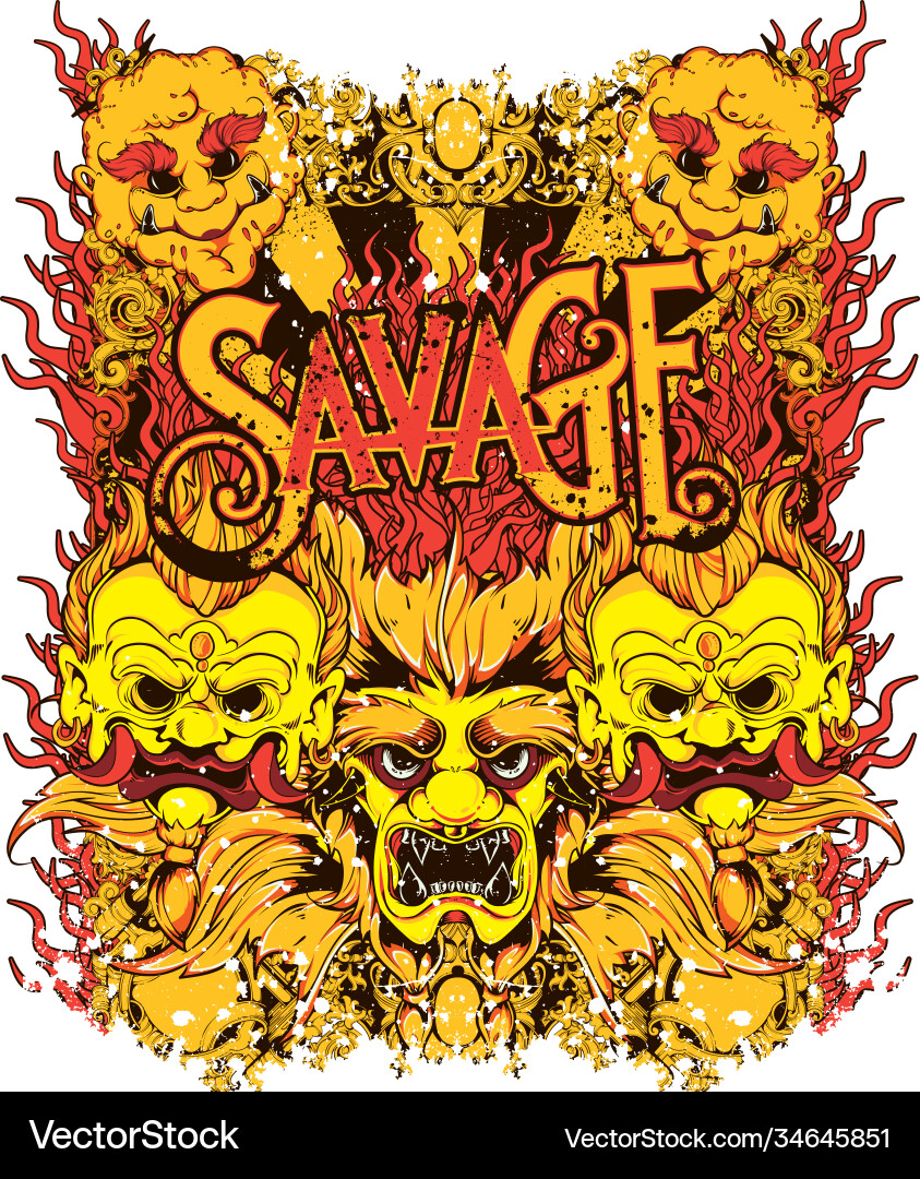 Savage faces Royalty Free Vector Image - VectorStock