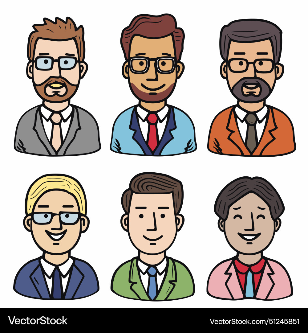 Six characters professional men Royalty Free Vector Image