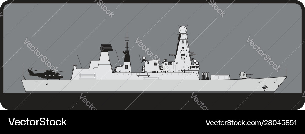 Type 45 Daring Class Destroyer Royalty Free Vector Image