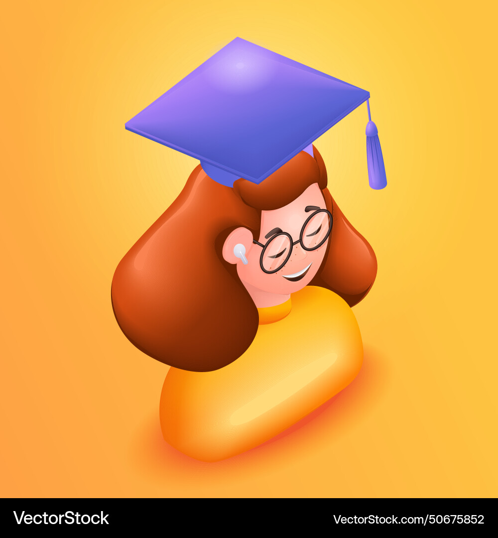 3d isometric cartoon student Royalty Free Vector Image