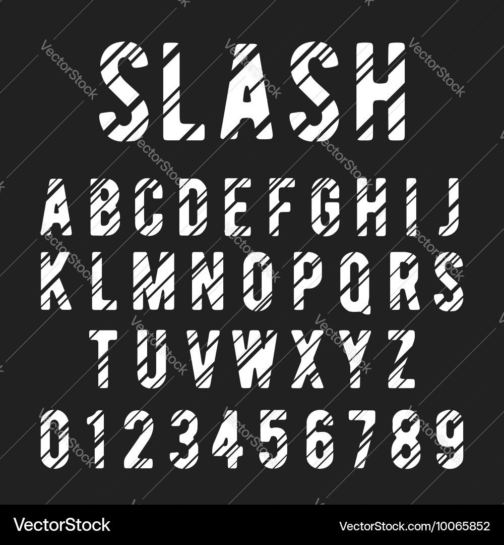 Alphabet font slash Royalty Free Vector Image - VectorStock