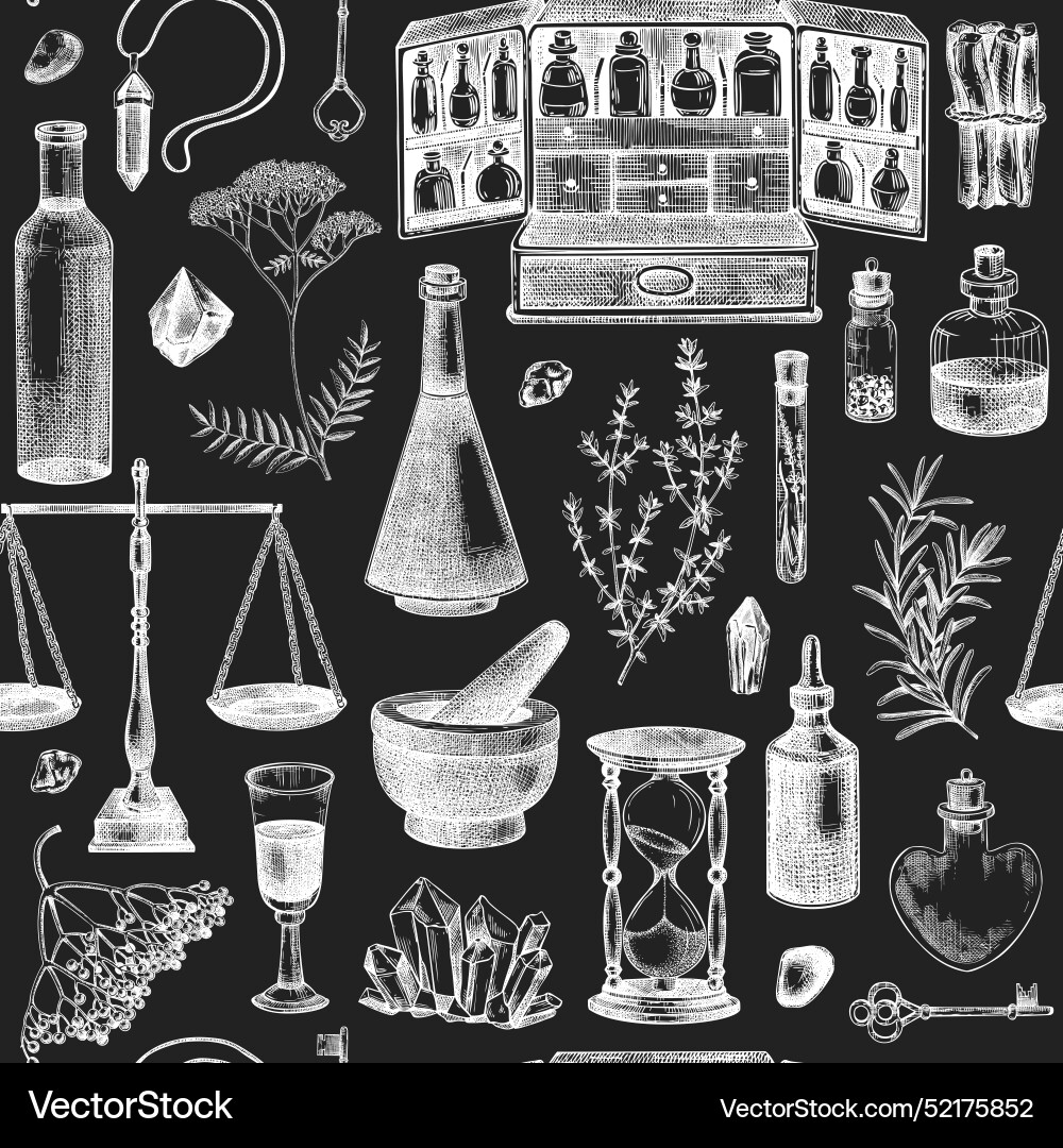Antique apothecary background hand-drawn Vector Image
