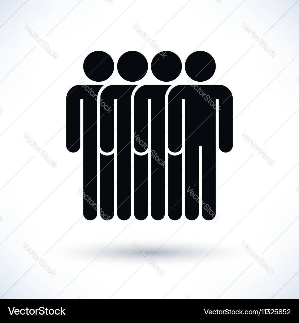 Black four people man figure with drop shadow Vector Image