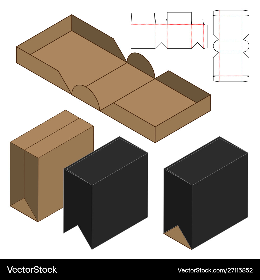 Box packaging die cut template design 3d mock-up Vector Image