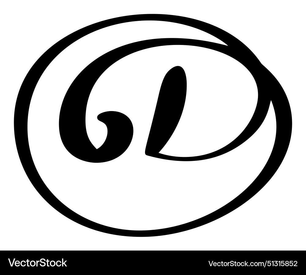 Calligraphy hand drawn letter d logo Royalty Free Vector