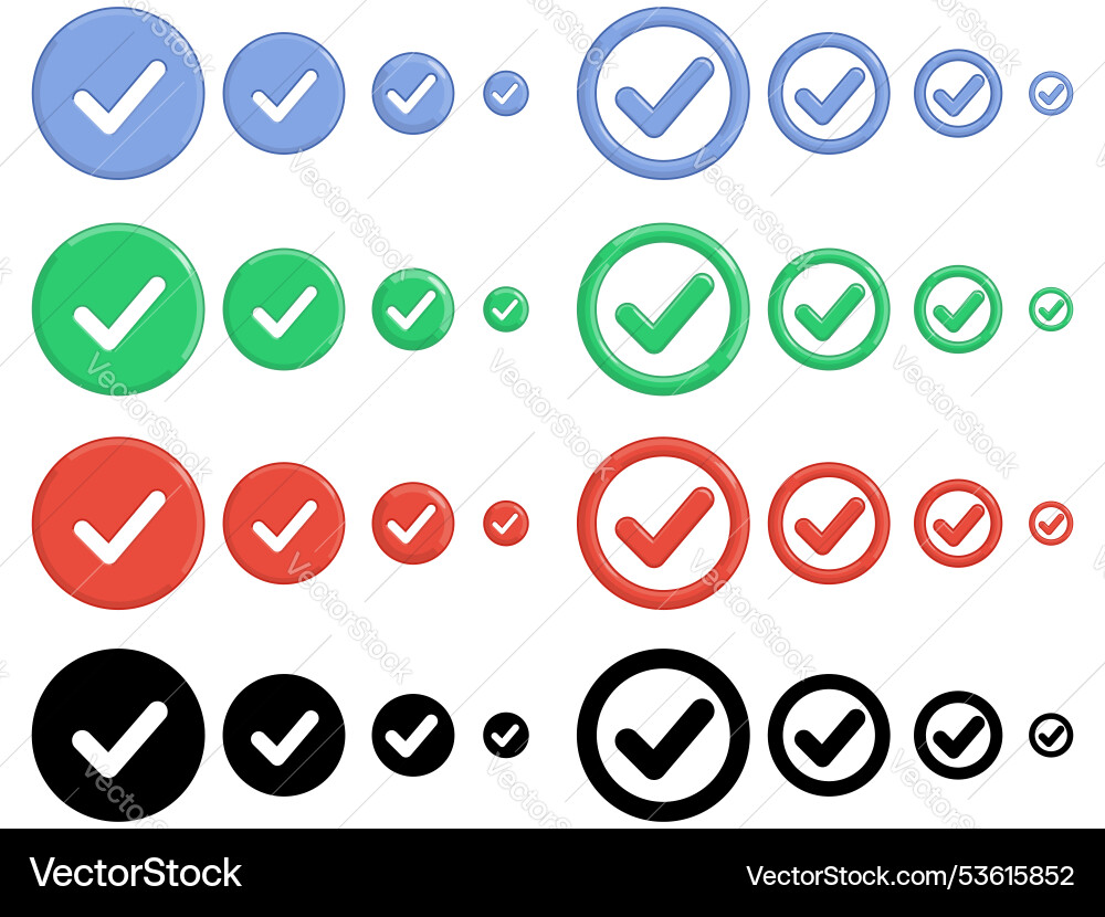Check mark success approved circular symbols Vector Image