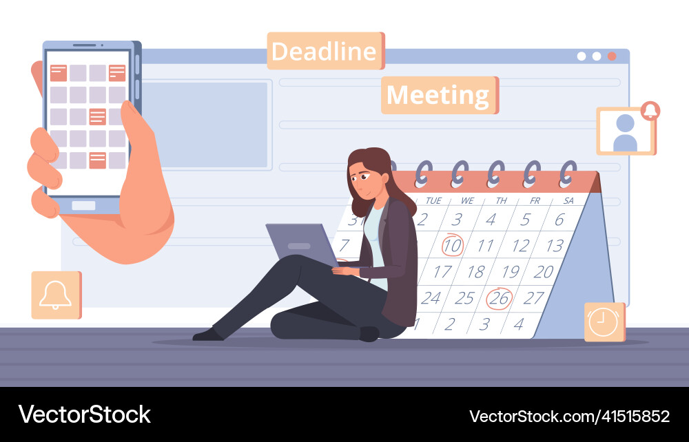 Deadline meeting reminders composition Royalty Free Vector