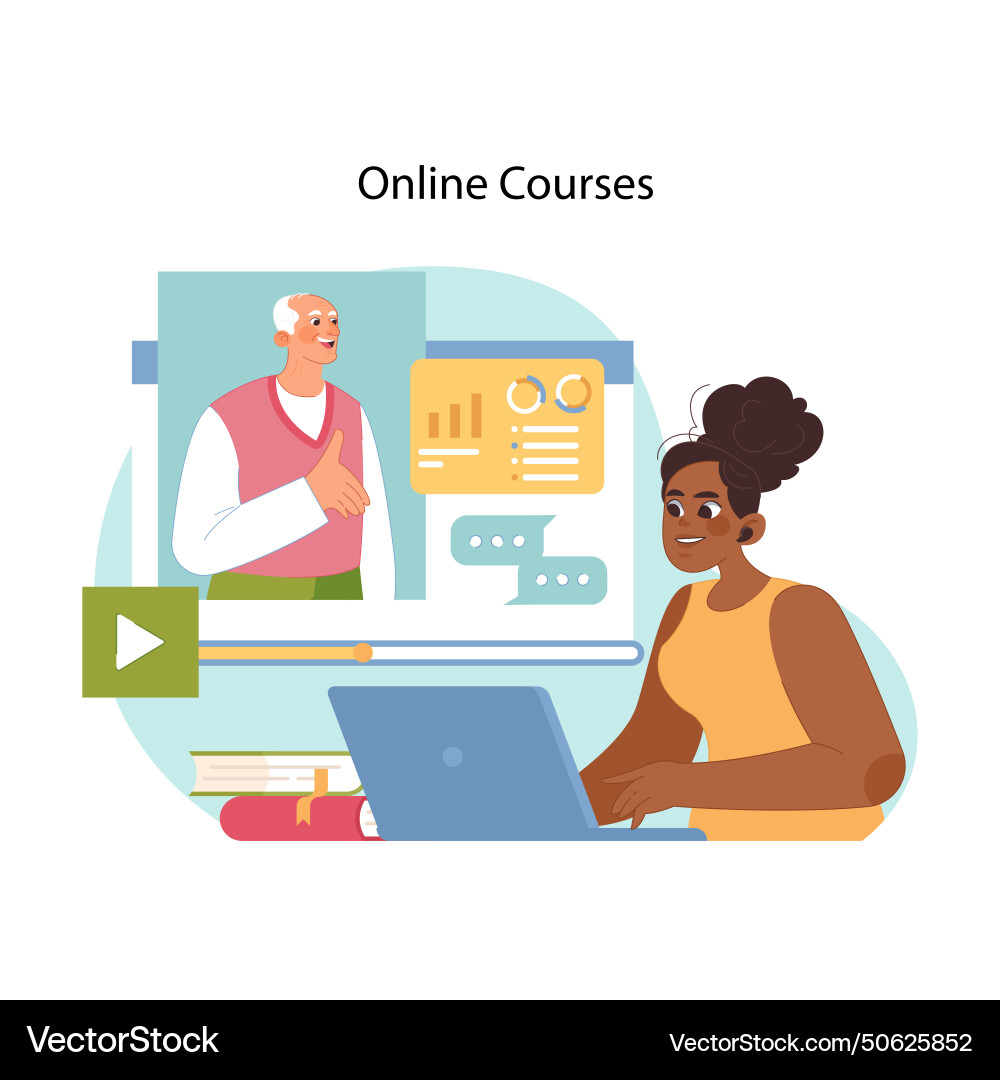 Digital learning concept flat Royalty Free Vector Image