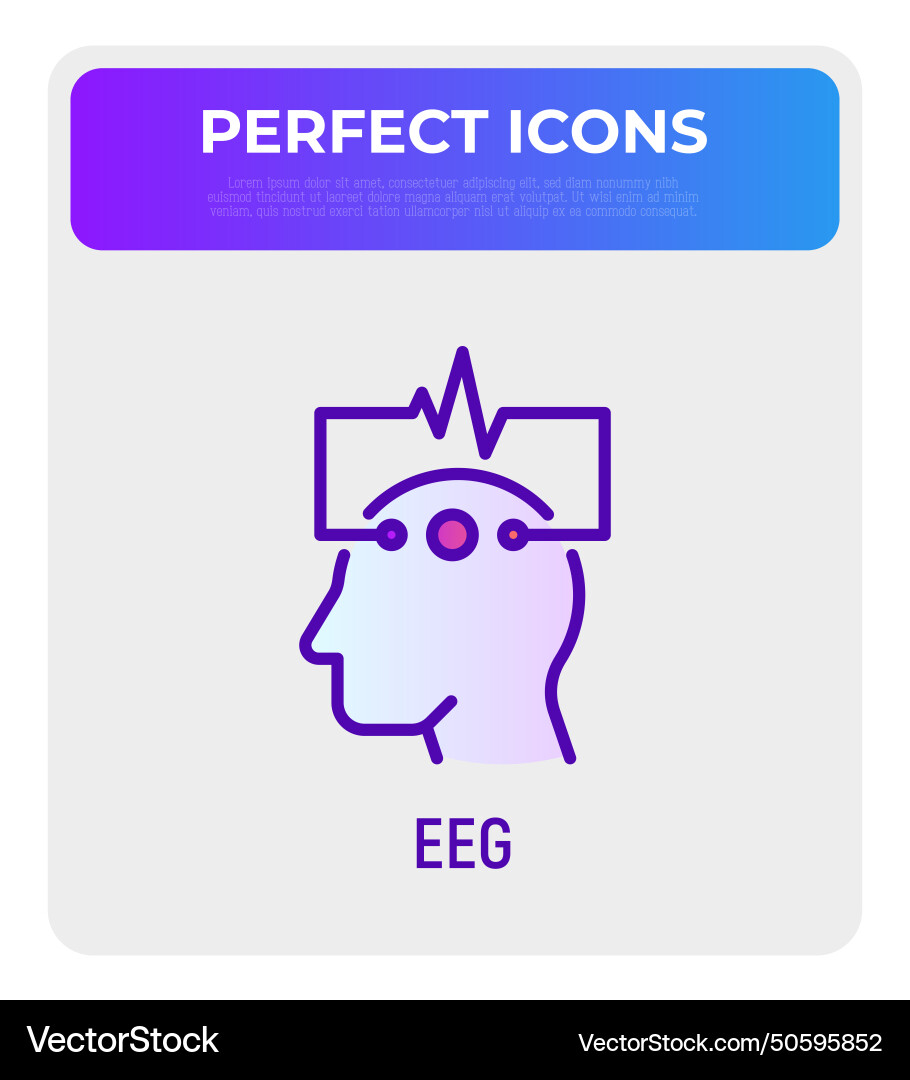 Eeg human head with electrodes thin line icon Vector Image