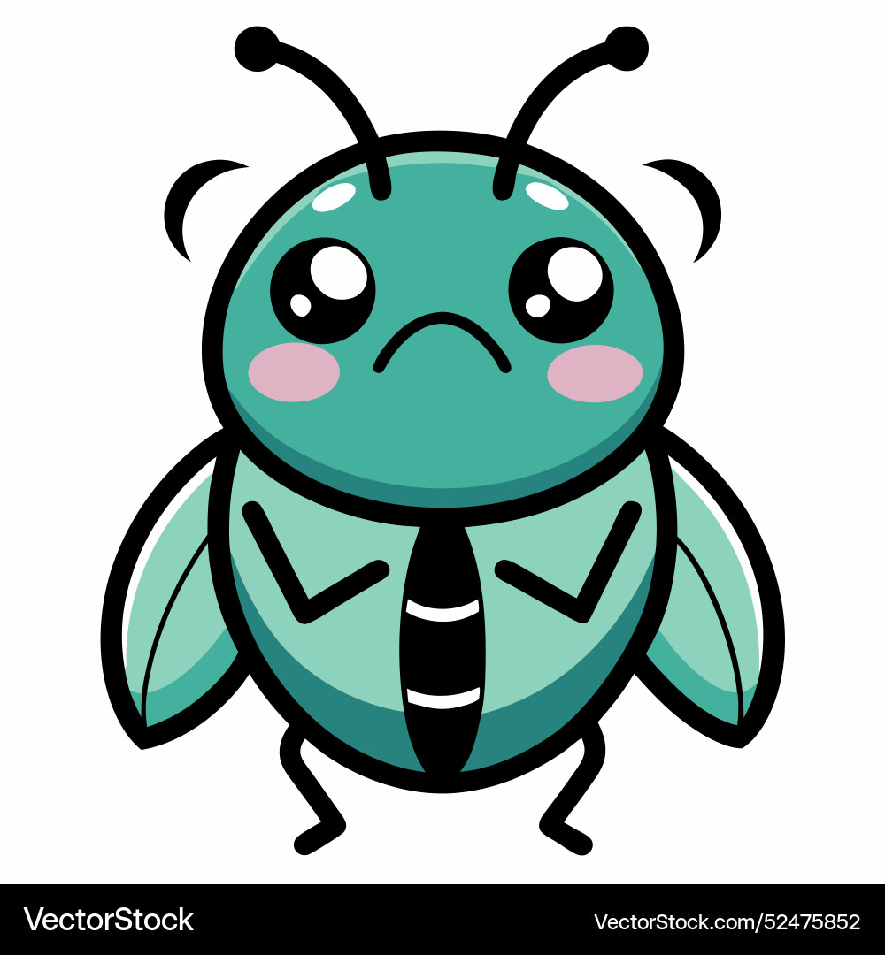 Furniture beetle bug cries kawaii Royalty Free Vector Image