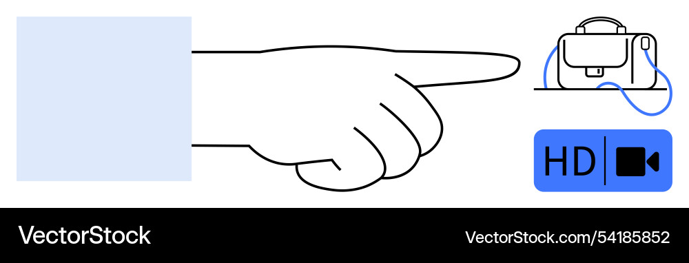 Hand pointing at a video camera with hd icon Vector Image