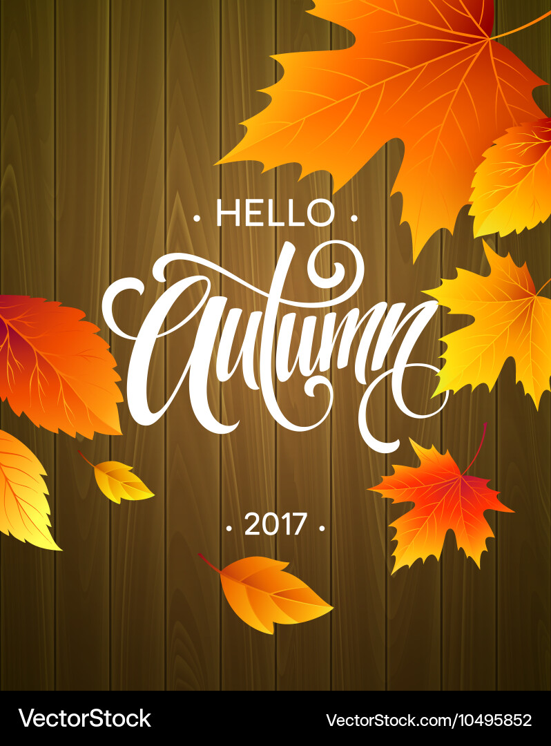 Hallo Herbst die Trend Kalligraphie Hintergrund Vektorbild