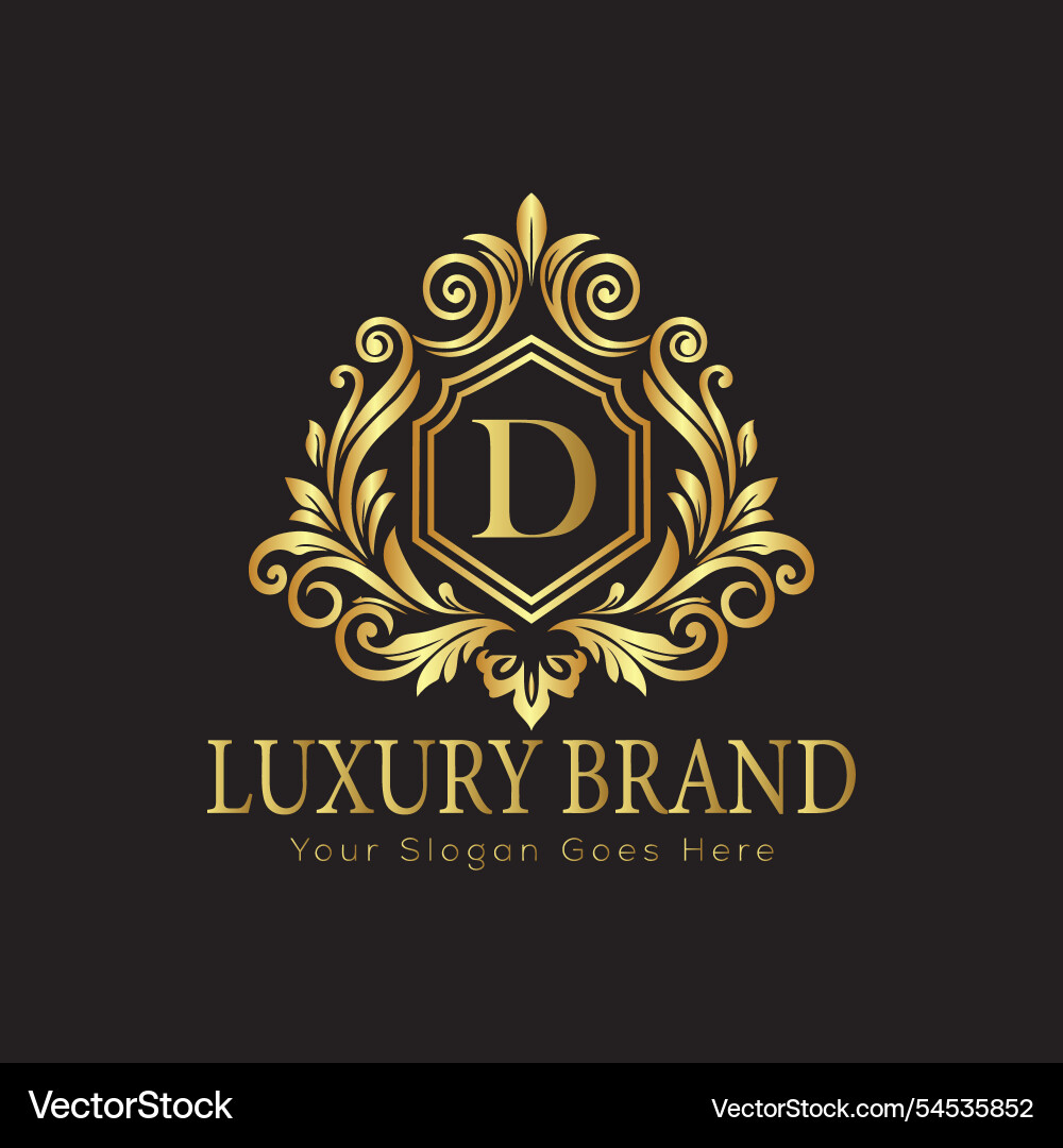 Letter d luxury gold logo concept template Vector Image