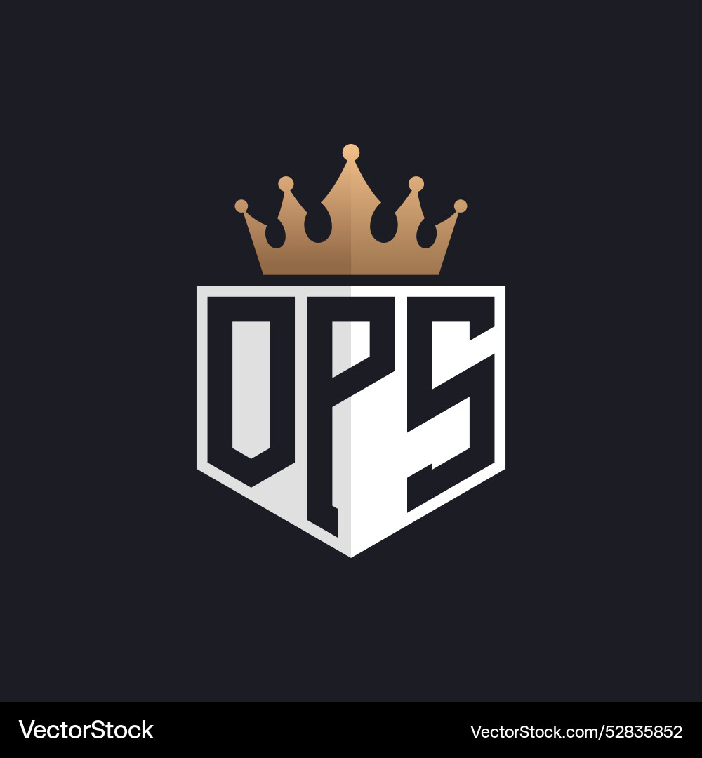 Luxury ops logo with crown elegant initials Vector Image