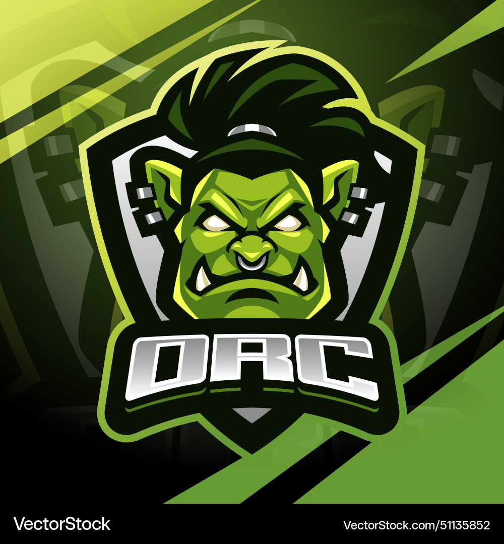Orc head esport mascot logo design Royalty Free Vector Image