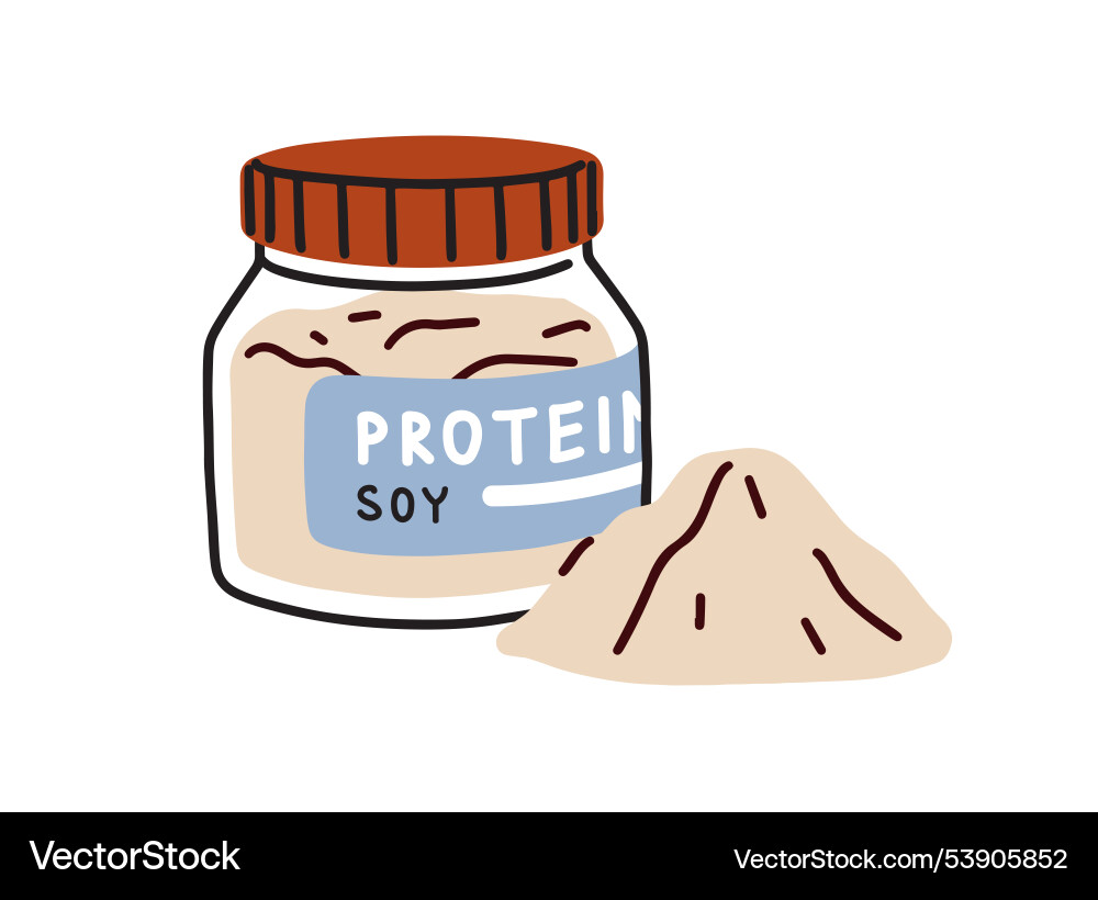 Soy protein powder vegan plant-based soya Vector Image