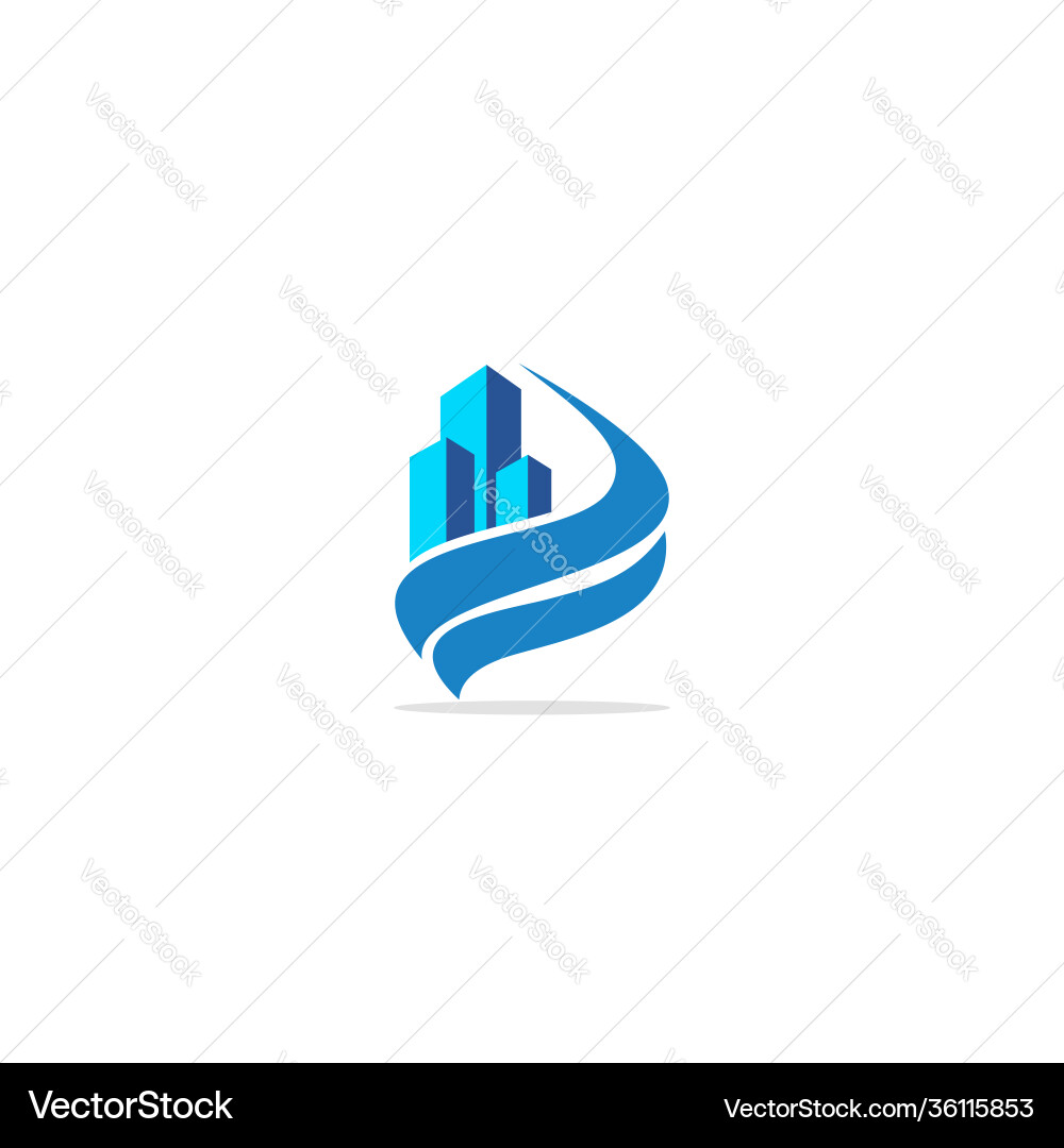 Building Wave Logo - Modern & Creative Vector Image