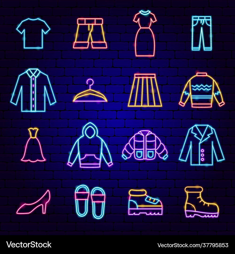 Clothes neon icons Royalty Free Vector Image - VectorStock